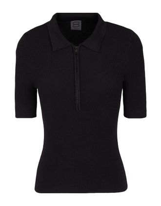 8 by YOOX VISCOSE ZIP-UP POLO NECK TOP