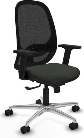 Piqueras y Crespo Schwarzer B&uuml;rostuhl mit 2D-Armen, h&ouml;henverstellbare Lendenwirbelst&uuml;tze, ausgestattet mit 3 Positionen und Schneideschaum, Schwarz/Schwarz