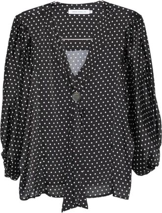 Simona Corsellini Femme, Blouses et Chemises, Noir, Taille: 38 FR Polka-Dot Tie-Neck Top