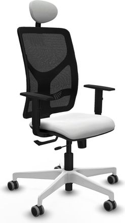 Piqueras y Crespo B&uuml;rostuhl mit wei&szlig;en Rollen, 1D-Armlehnen, h&ouml;henverstellbare Lendenwirbelst&uuml;tze und festes Kopfteil, ausgestattet mit Syncro/Traslack und Schneidescha