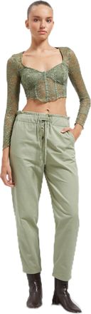 Koton Women Trousers Pants Style Elastic Waistband Drawstring Cotton Pockets