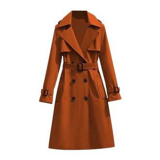 Onsoyours Manteau Long pour Femme Trench-coat Chaud Hiver Veste Coat Manches Longues A Mandarine XXL