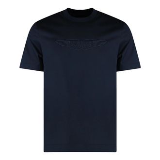 HUGO BOSS Mercerized-Baumwoll-T-Shirt mit Fl&uuml;geldetail - - Tops - Herren - Blau - XS