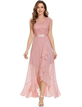 Dressystar Vokuhila Robe de soir&eacute;e &eacute;l&eacute;gante avec encolure en V pour femme, Blush., M