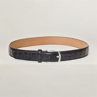 Reptiles House Sasha-Schnalle und Croco-Schwanzgürtel 35 mm - Schwarz