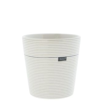 Bastion Collections Becher Stripes love little Heart Keramikbecher weiss titane Keramikgeschirr BC Cup K&uuml;che gedeckter Tisch