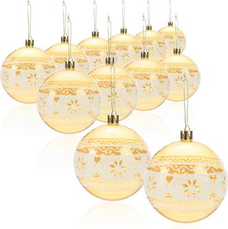 Com-Four 12x Weihnachtskugeln, Christbaumkugeln bruchsicher aus Kunststoff für Weihnachten, Baumschmuck für den Christbaum mit Anhänger