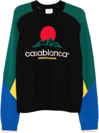 Casablanca Homme, Pulls, Noir, Taille: M Pull en Tricot de Soie
