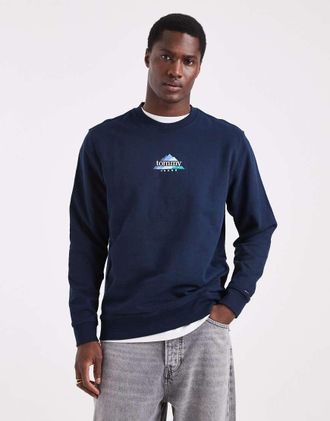 Tommy Jeans Sweat &agrave; logo ext&eacute;rieur au centre - Bleu marine
