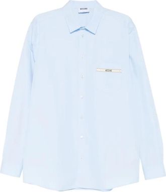 Moschino Homme, Chemises, Bleu, Taille: XL Camicia logo