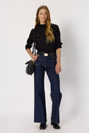 Gerard Darel Pull fin &agrave; col montant en dentelle - HARMONIE - Noir