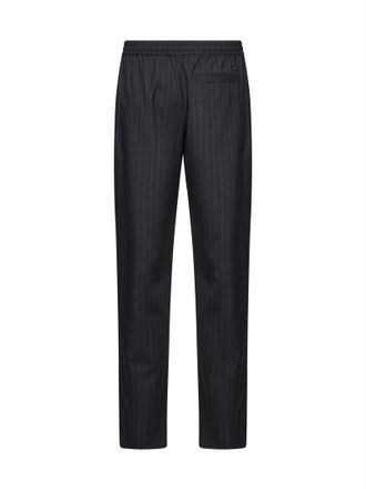 Burberry Mens Track Trousers Pinstriped Iron Grey Wool
