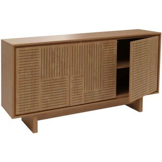 Hhg Neuwertig] Sideboard HHG 915, Schrank Highboard, 3 T&uuml;ren Stauf&auml;cher, Melamin 86x160x40cm Ulme natur