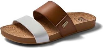 Reef Reef Womens Sandals Cushion Vista, Vegan Leather Slides For Women With Cushion Footbed, White Duo, 7