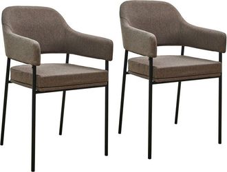 SVITA SCARLETT Lot de 2 chaises de salle à manger Chaise avec accoudoirs Chaise rembourrée Tissu Marron