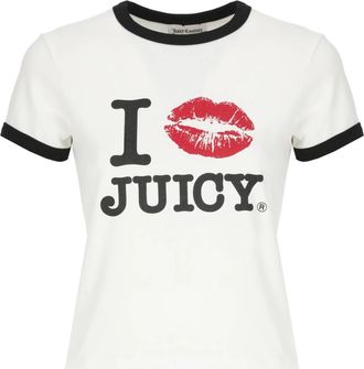 Juicy Couture Wei&szlig;es Baumwoll-T-Shirt mit Print - - Tops - Damen - Wei&szlig; - L