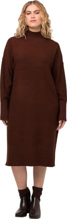 Ulla Popken Damen Strickkleid mit Stehkragen Kleider, Erde, 42-70 Gr&ouml;&szlig;en