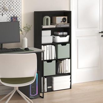 Furinno Jaya 5-st&ouml;ckiges B&uuml;cherregal, 52 Zoll hohes B&uuml;cherregal mit verstellbarem Regal, 24,1(T) x 59,9(B) x 133,6(H) cm, f&uuml;r Home Office, Schlafzimmer, Wohnz