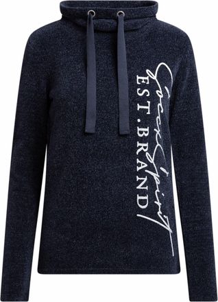 soccx Damen Chenille-Pullover mit hohem Kragen und Artwork Blue Navy, XXXL