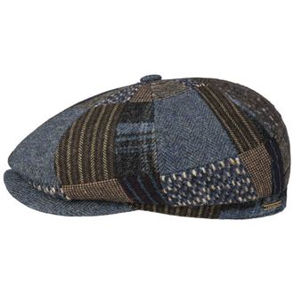 Stetson Hatteras Flatcap Patchwork Herren Made in EU Winter braun-blau XXL (62-63 cm)