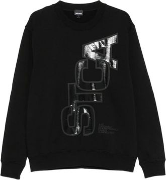 Just Cavalli Homme, Sweatshirts et sweats &agrave; capuche, Noir, Taille: XL Felpa G/c Logo Lucido