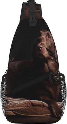 Generic Sacoche Tactique Imprim&eacute; Labrador brun Casual Sac De Poitrine L&eacute;ger Crossbody Bag pour &eacute;cole Camping Voyage