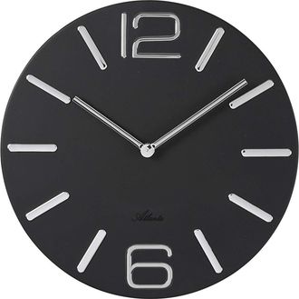 Atlanta Mocassin Moderne Wanduhr Quarz, 30 cm, schwarz, Puristisches Design -4512/7