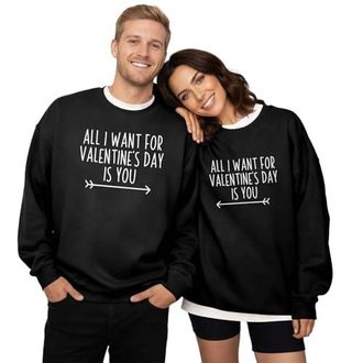 Generic Sweat-shirt &agrave; capuche imprim&eacute; &agrave; col rond pour la Saint-Valentin 2026 pour homme et femme (femme), Noir, XXL