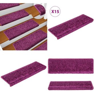 vidaXL Tapis descalier 15 pcs 65x21x4 cm Violet - Tapis Descalier - Tapis Marche - Protection Escalier - Antid&eacute;rapant - Insonorisant - Home & Living