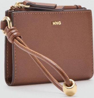 Mango Petit portefeuille avec mini perles marron moyen - Femme - Taille unique - MANGO