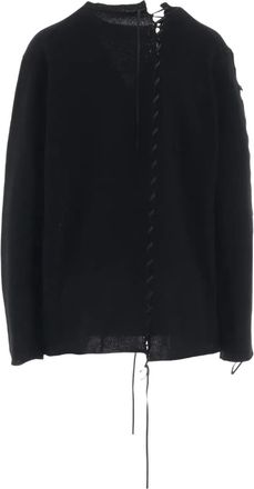 Yohji Yamamoto haut en laine à col rond - Noir