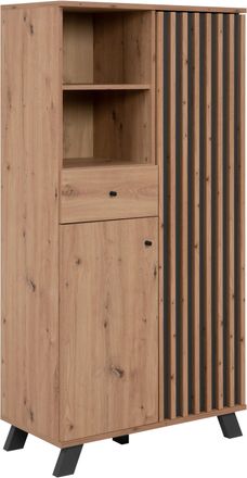 MID.YOU Mid.you Highboard, Anthrazit, Eiche Artisan, Metall, 4 F&auml;cher, 1 Schubladen, 80x156x40 cm, stehend, Wohnzimmer, Kommoden & Sideboards, Highboards