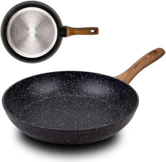 Nava Pfanne NATURE | Ø 28 CM | Mit Granitbeschichtung | Zum Braten Schmoren von Speisen | Für Gasherde und Induktion