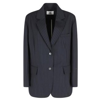 SOLOTRE Femme, Vestes, Bleu, Taille: 38 FR Pinstripe Blazer