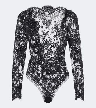 Saint Laurent Body en dentelle de coton m&eacute;lang&eacute;