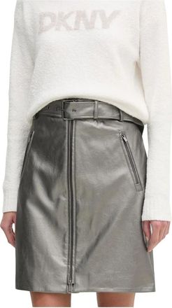 DKNY Dkny, Femme, Jupes, Gris, Taille: 34 FR Mini-jupe ceintur&eacute;e