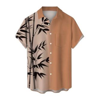 Generic Chemise hawa&iuml;enne &agrave; manches courtes pour homme, chemise d&eacute;t&eacute; d&eacute;contract&eacute;e pour homme, vacances, plage, f&ecirc;te, jaune, 4XL