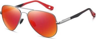 Generic Lunettes De Soleil Polaris&eacute;es For Hommes, Monture M&eacute;tallique, &Agrave; La, For La Conduite Et Les D&eacute;placements(Red)
