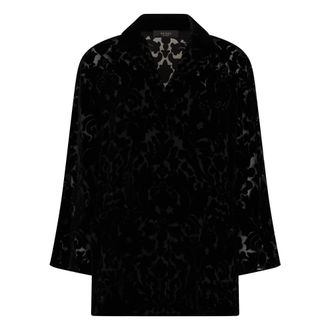Gucci Floral Devor&eacute; Velour Shirt - - Blouses & Shirts - Damen - Schwarzk - S