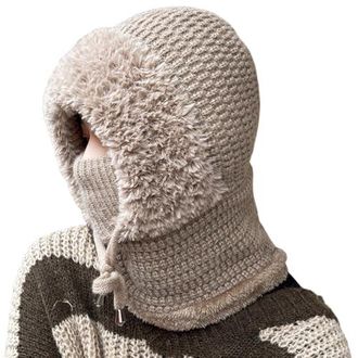 Generic Bonnet coupe-vent dext&eacute;rieur pour femme, bonnet 3 en 1 avec &eacute;charpe et masque, cagoule dhiver, cache-cou tricot&eacute; chaud &agrave; capuche, cagoule dhiver pour 
