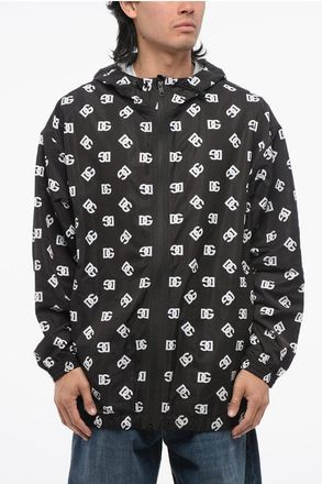 Dolce & Gabbana Monogram Nylon Windbreaker with Hood Größe L