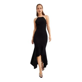 Alexandre Vauthier Langes Viskosekleid mit Strass-Kordel - - Dresses - Damen - Schwarzk - M