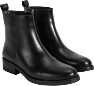 Desa Bottes pour Femme - Tige en Daim, Fermeture &eacute;clair, Talon Plat, Respirantes | Noir - 36