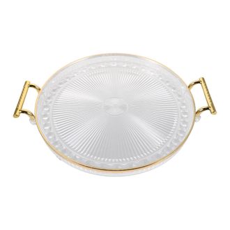 Cabilock Transparentes Rundes Serviertablett Mit Griffen Kunststoff-tablett F&uuml;r Teetassen Kaffeetassen Desserts Und Obst Organizer F&uuml;r Kosmetikartikel Und Schm