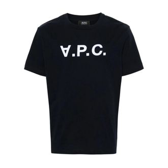 A.P.C. Mitternachtsblaues Jersey-Logo-T-Shirt - - Tops - Herren - Schwarzk - L