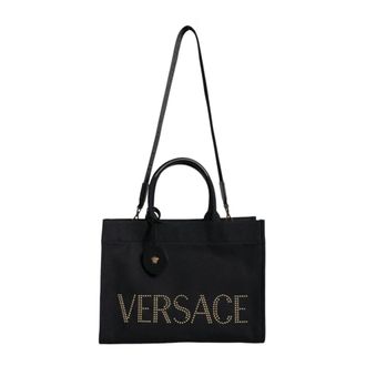 Versace Canvas Leder Crossbody Tote Tasche - - Bags - Damen - Schwarzk - ONE SIZE