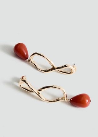 Mango Boucles doreilles perles pendantes or - Femme - Taille unique - MANGO