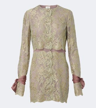 Saint Laurent Robe en dentelle &agrave; finitions en soie