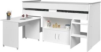 Parisot 2270COMB PAUL Lit Combine Panneau de particules Blanc 206,5 x 114 x 96 cm