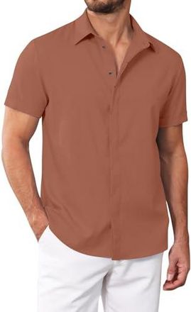 Generic Polo en lin pour homme - Chemises &agrave; manches courtes - Blanc - Coupe ajust&eacute;e - T-shirt en coton pour homme - Polo &agrave; manches courtes - T-shirt de gym &agrave; 